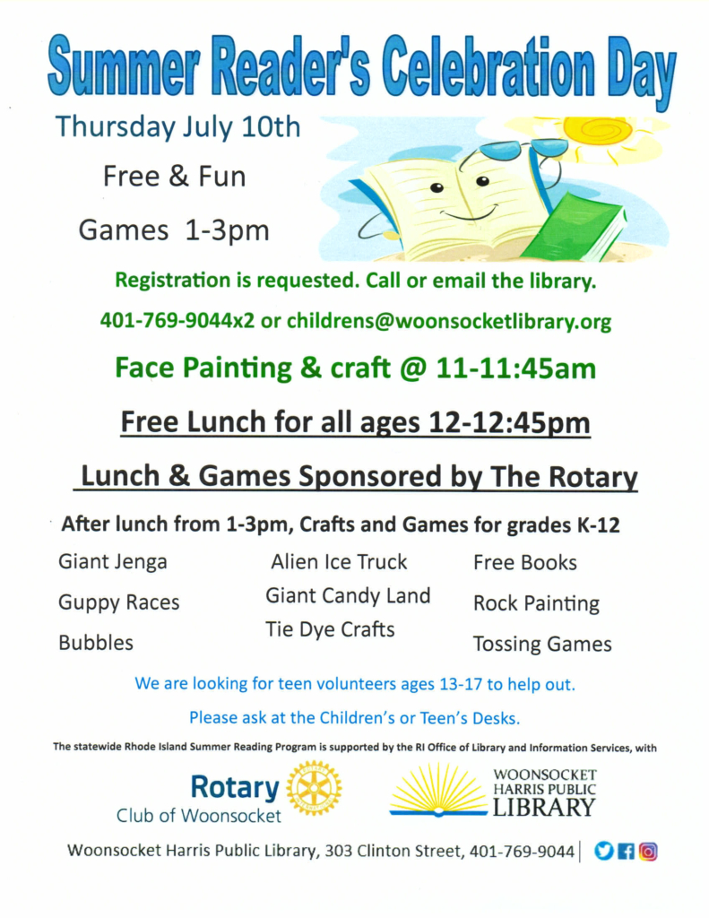 11-3p Summer Reading Celebration Day – Woonsocket Harris Public Library ...