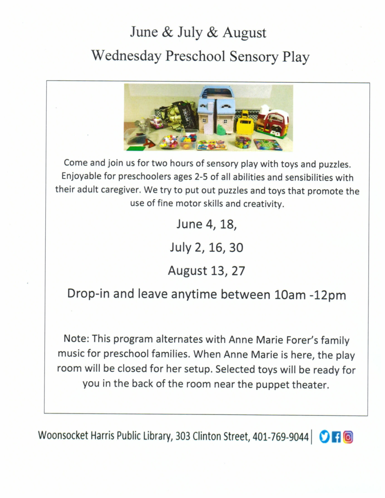 10-12p Wednesday Sensory Play – Woonsocket Harris Public Library ...